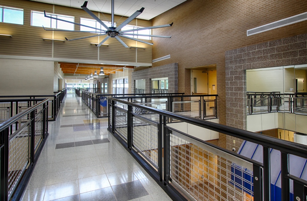 Red Bank Middle School Woven metal railing panels | Gage Architectural ...